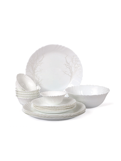 Cello Imperial Winter Frost Opalware Dinner Set, 19 Pieces, White – behalinternational
