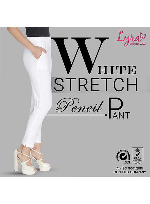 LUX LYRA Women’s 100% Cotton Perfect Fit Stretch Pencil Pant ...